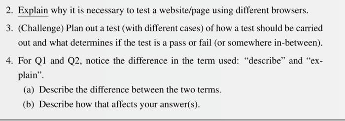 Solved 2. Explain why it is necessary to test a website/page | Chegg.com