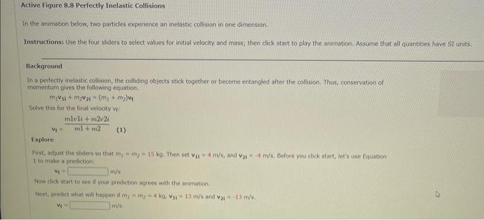 Solved Active Figure 8.8 Perfectly Inelastic Collisions tn | Chegg.com