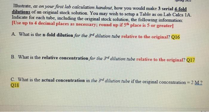Illustrate, as on your first lab calculation handout | Chegg.com