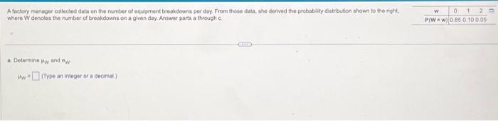 Solved A factory manager collected data on the number of | Chegg.com