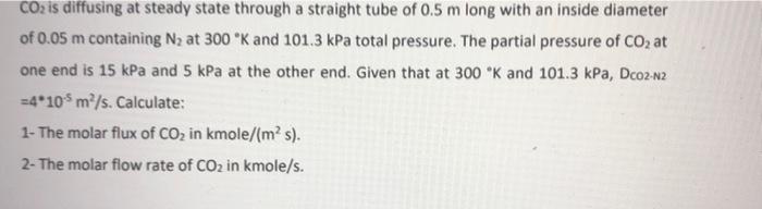 Solved CO2 is diffusing at steady state through a straight | Chegg.com