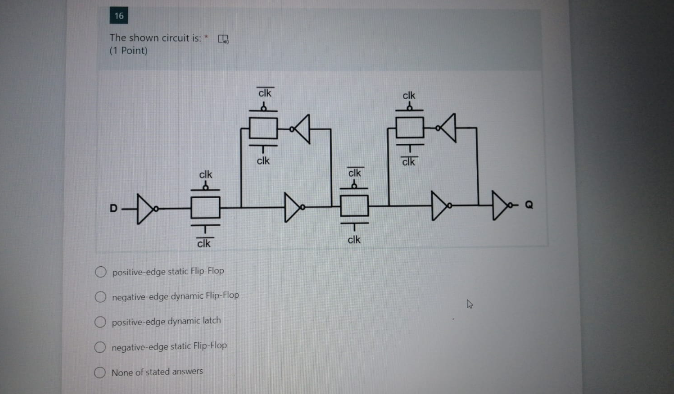 Solved 16 The shown circuit is: (1 Point) clk clk - clk clk | Chegg.com