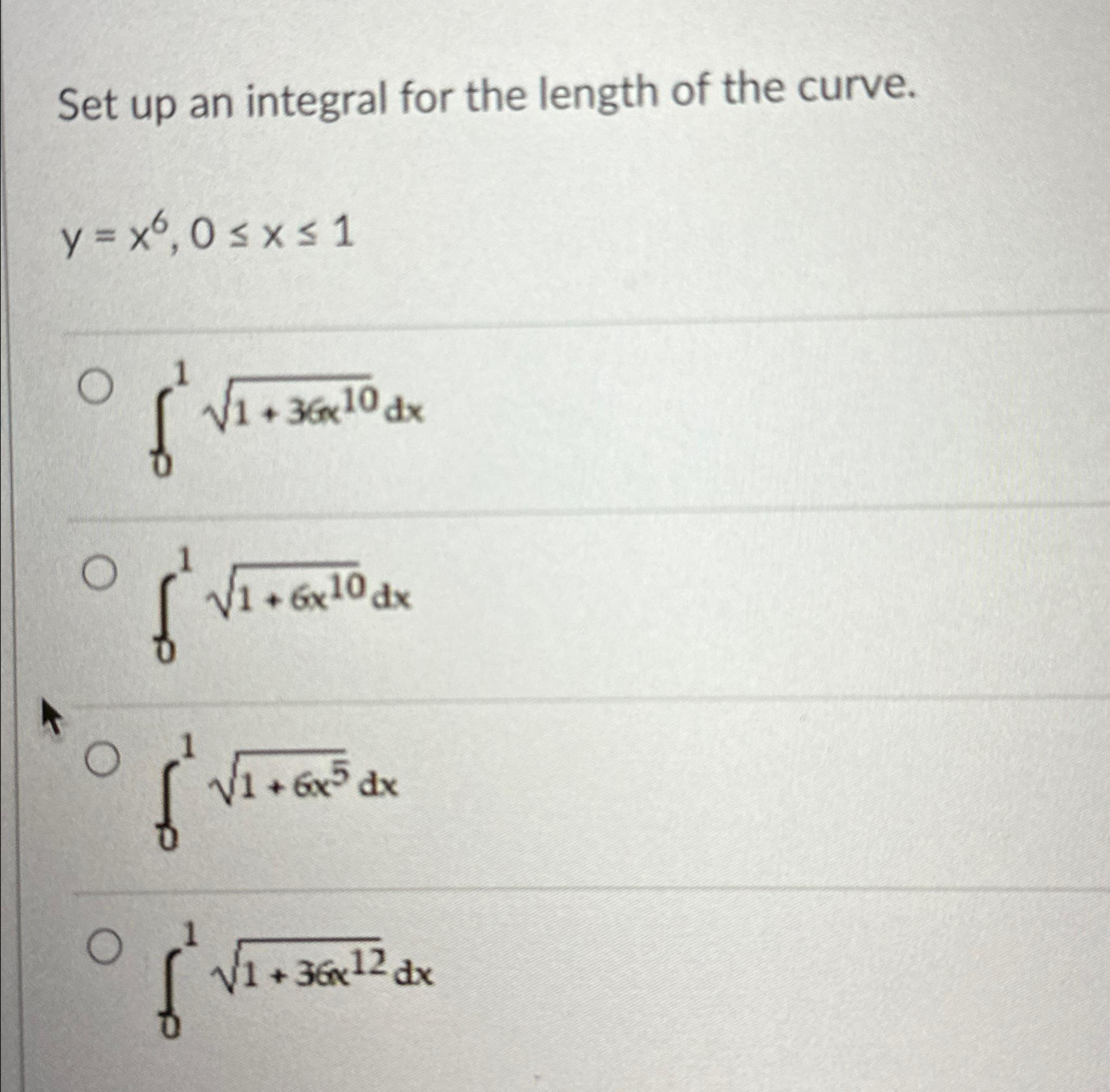 Solved Set up an integral for the length of the | Chegg.com