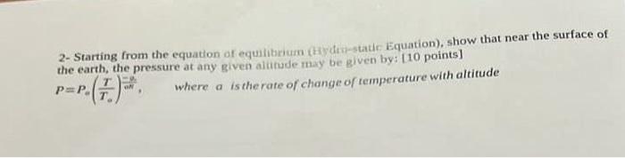 Solved 2- Starting from the equation of equibrium | Chegg.com