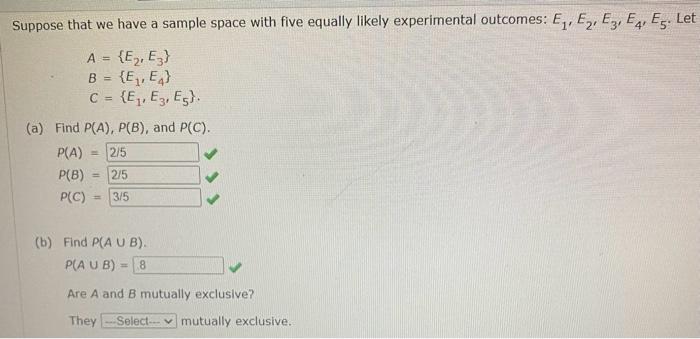 Solved Suppose that we have a sample space with five equally | Chegg.com