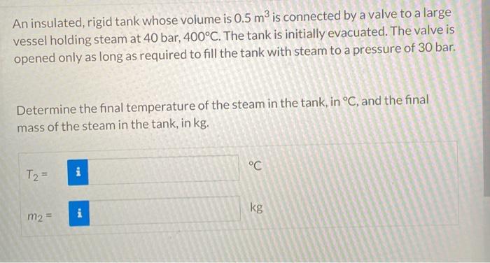 Solved An insulated, rigid tank whose volume is 0.5 m3 is | Chegg.com