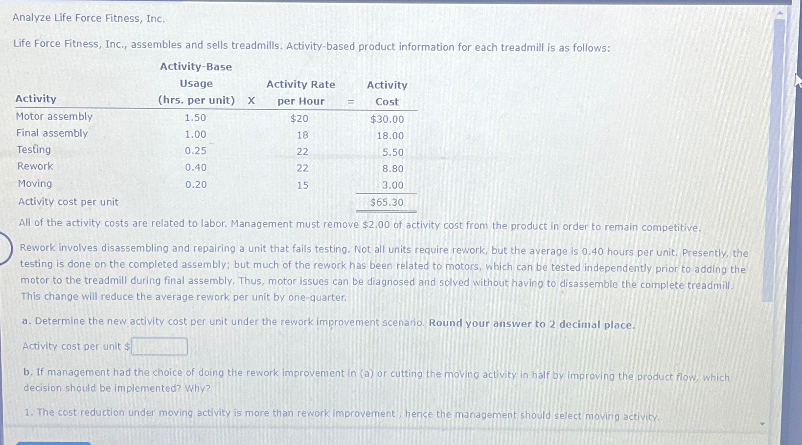 Solved Analyze Life Force Fitness, Inc.Life Force Fitness, | Chegg.com
