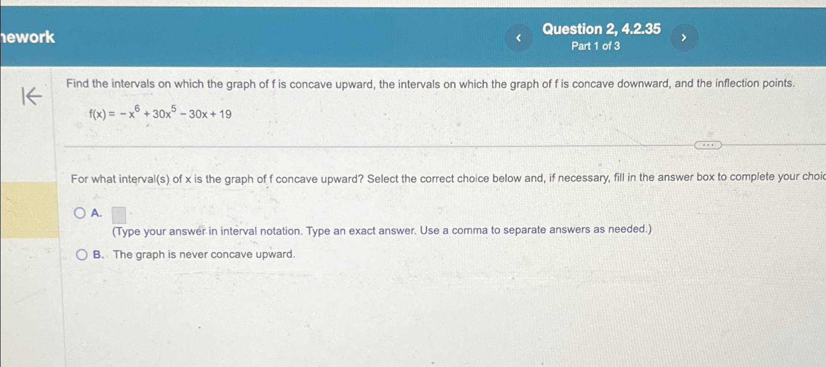 Solved 1eworkQuestion 2, 4.2.35Part 1 ﻿of 3Find the | Chegg.com