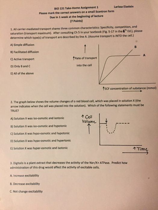 Solved BIO 131 Take-Home Assignment 1 Larissa Eiselein | Chegg.com