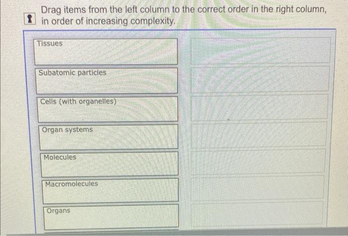 Solved Drag items from the left column to the correct order | Chegg.com
