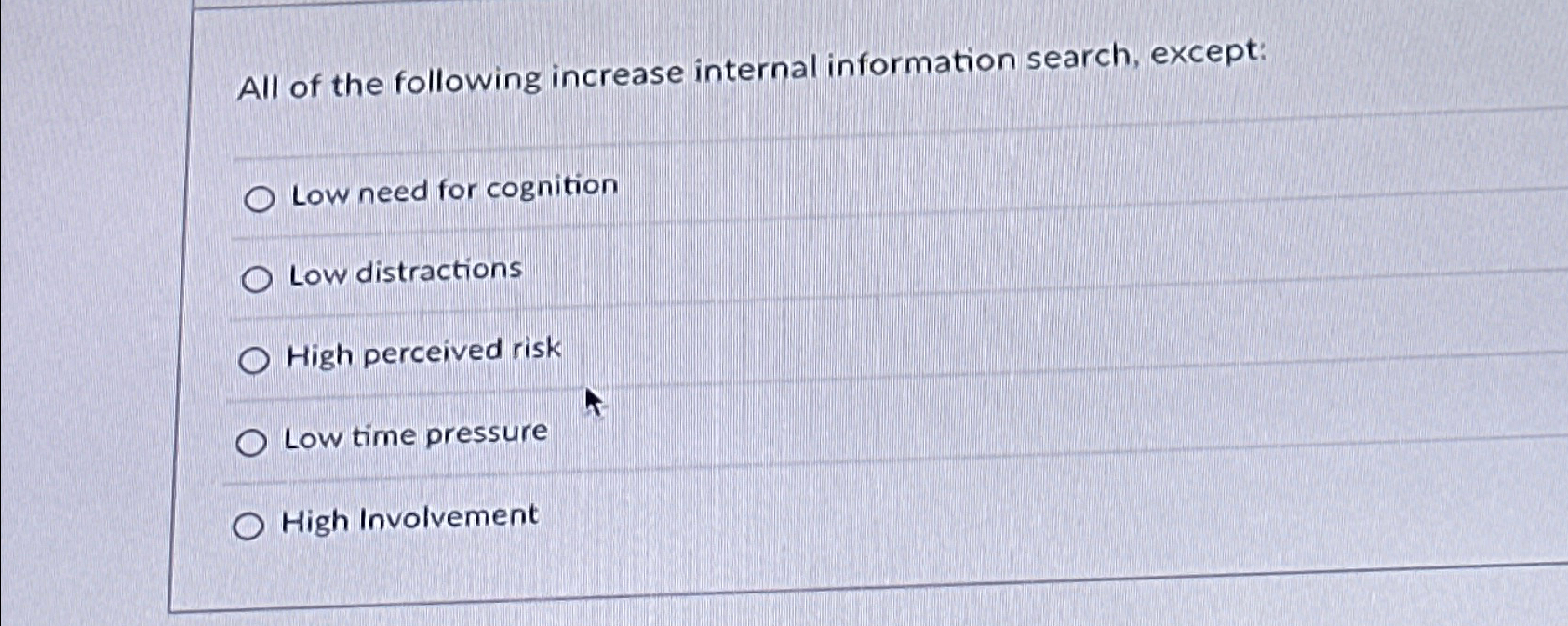 Solved All of the following increase internal information | Chegg.com