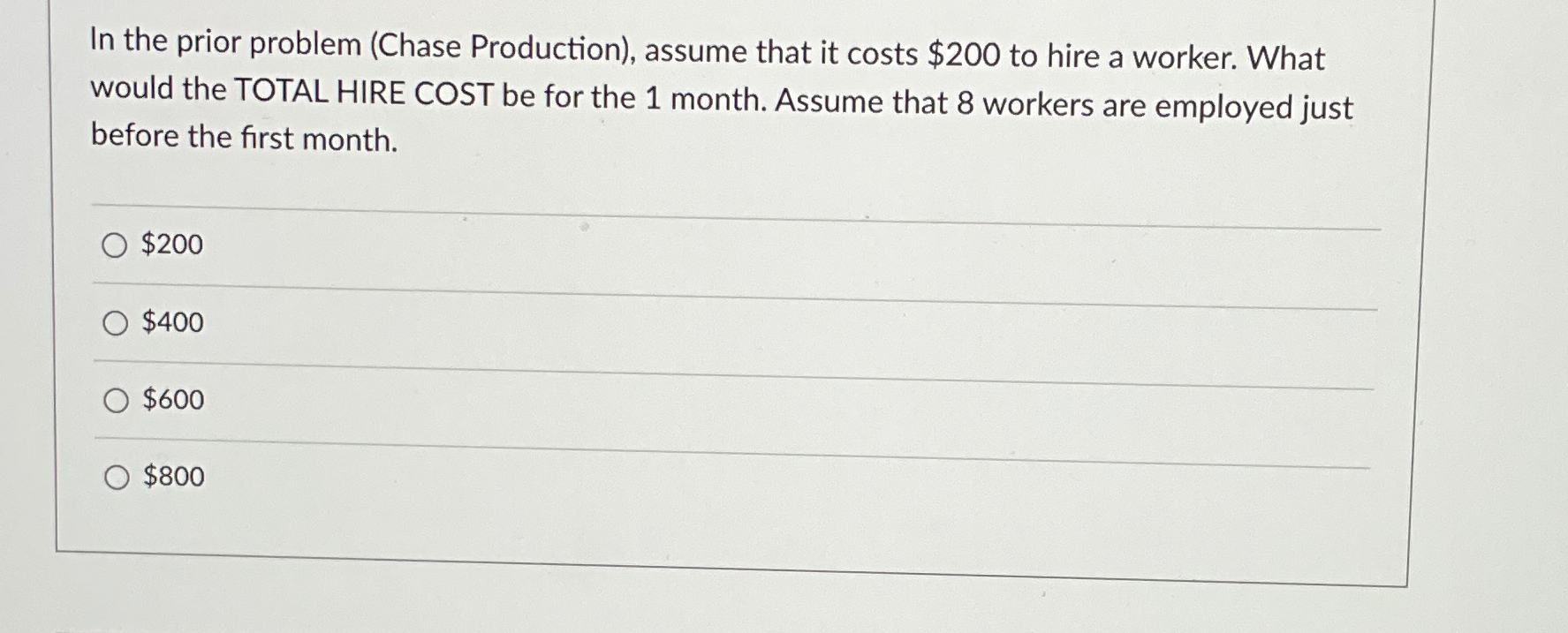 Solved In the prior problem (Chase Production), ﻿assume that | Chegg.com