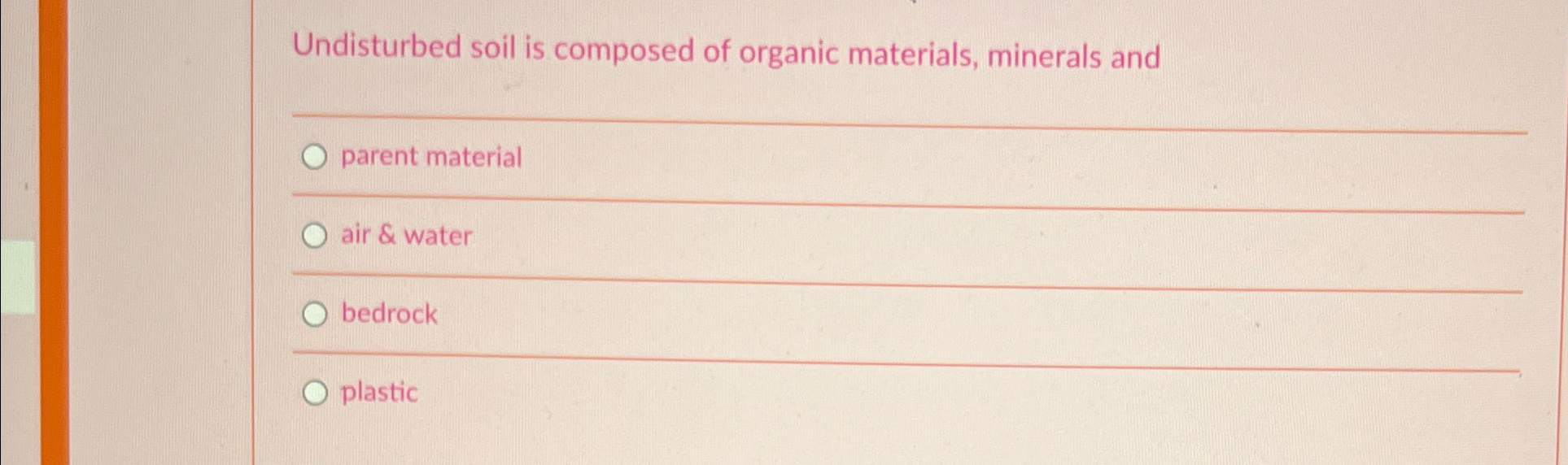 Solved Undisturbed soil is composed of organic materials, | Chegg.com