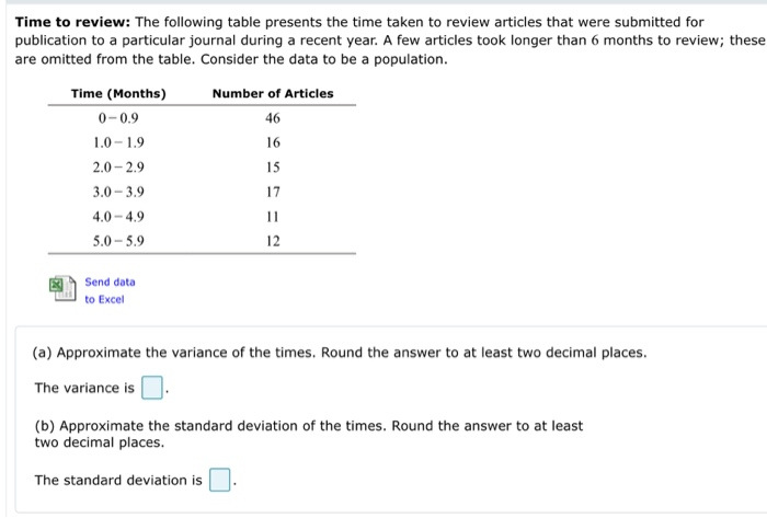 Solved Time to review: The following table presents the time | Chegg.com