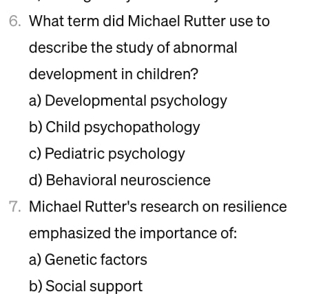 Solved What term did Michael Rutter use to describe the | Chegg.com