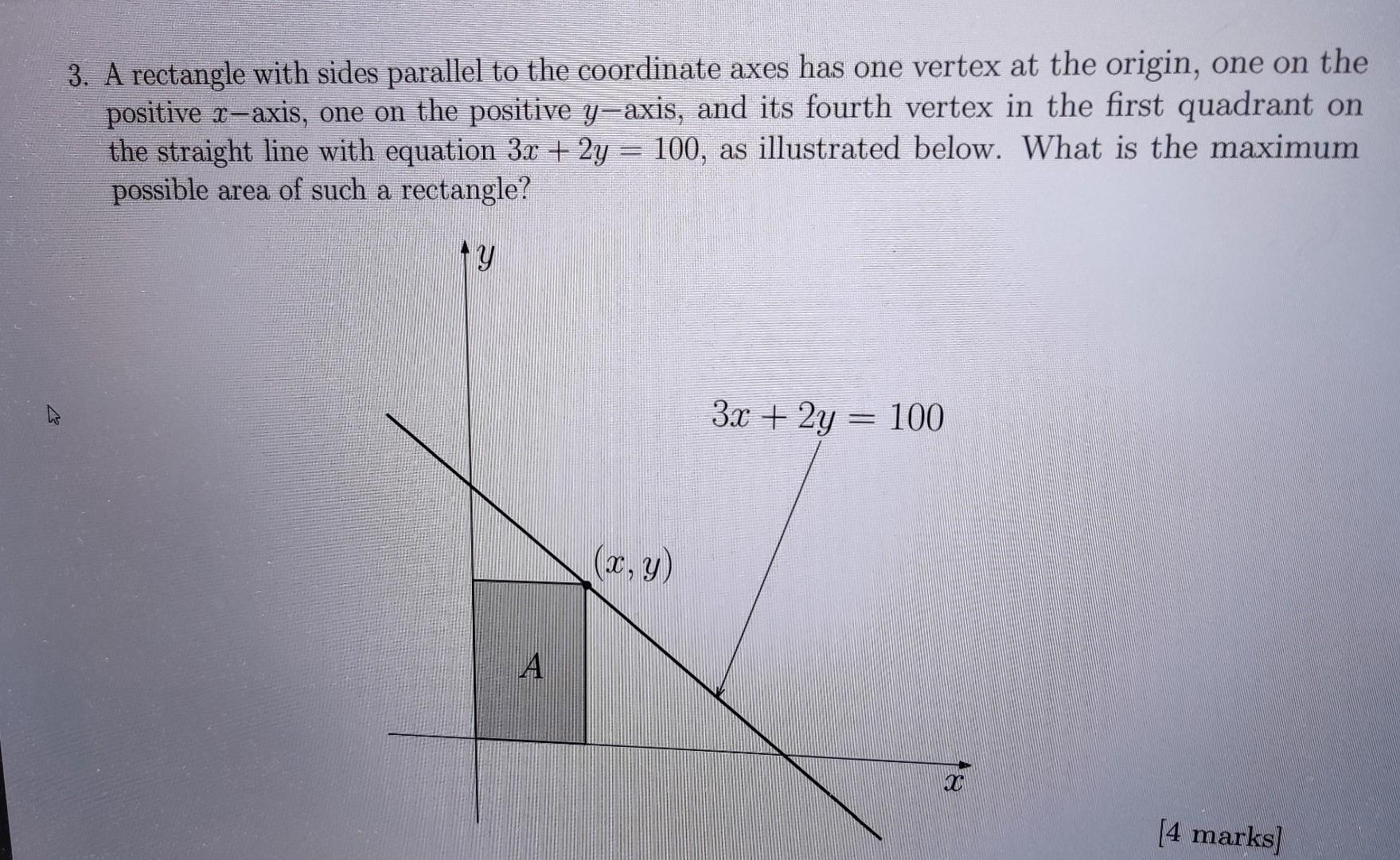 Solved 3. A rectangle with sides parallel to the coordinate | Chegg.com