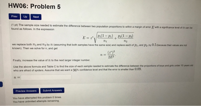 Solved HW06: Problem 2 Prev Up Next (1 pt) Samples are | Chegg.com