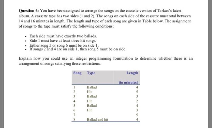 Solved Question 6: You have been assigned to arrange the | Chegg.com