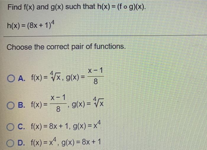 Solved Given that f(x) = 4x + 4 and g(x)=x2 - 2x-3, find (g | Chegg.com