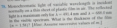 Solved Monochromatic light of variable wavelength is | Chegg.com