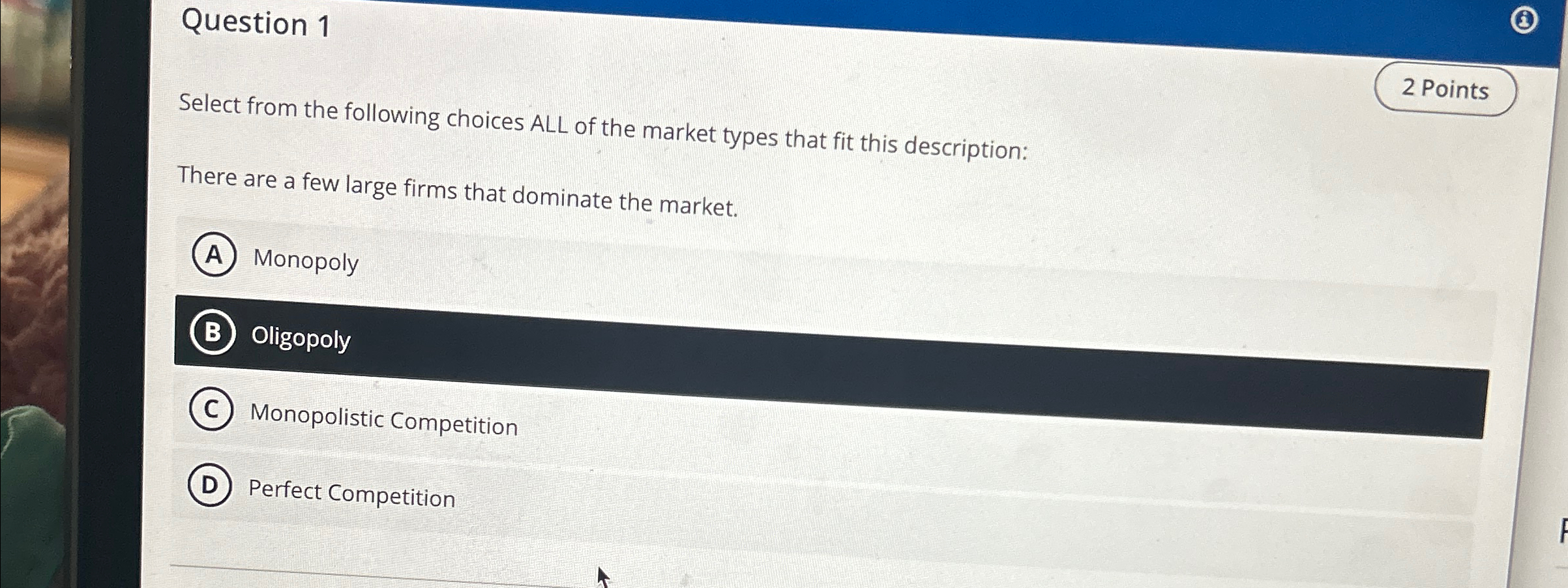 Solved Question 12 ﻿PointsSelect from the following choices | Chegg.com