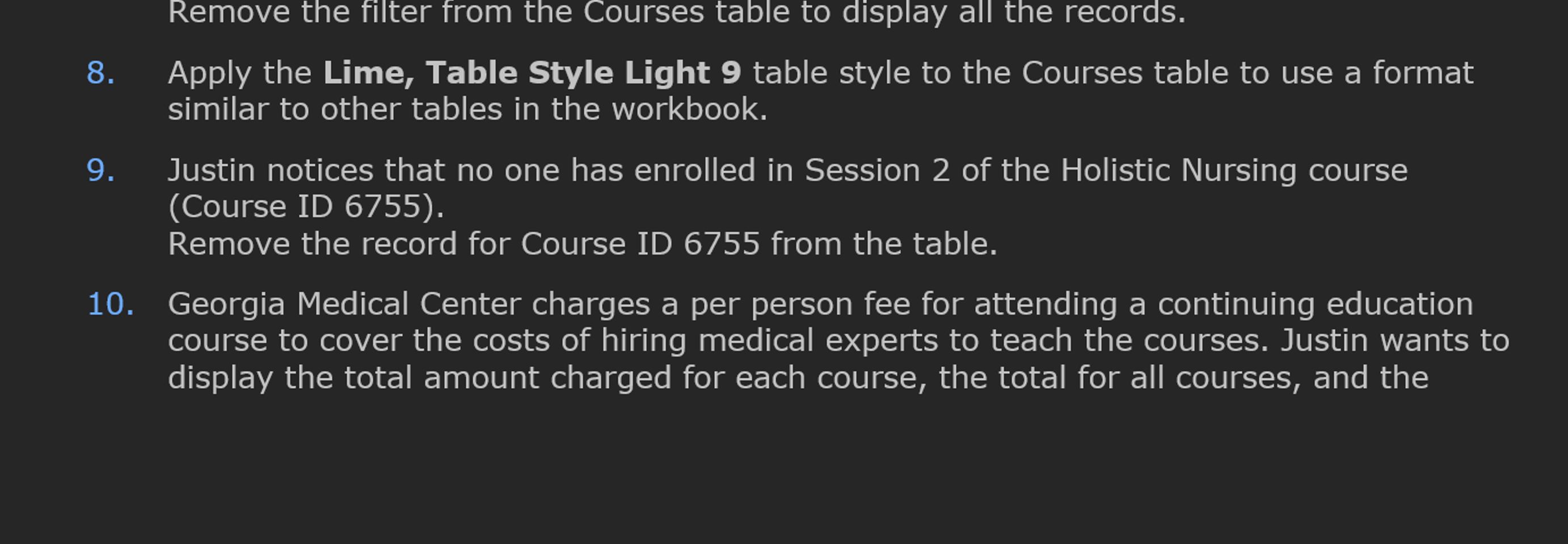 Solved Remove the filter from the Courses table to display | Chegg.com