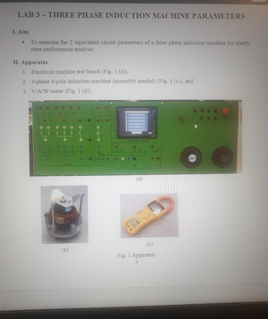 Solved LAB 3 - THREE PHASE INDUCTION MACHINE PARAMETERS 1. | Chegg.com