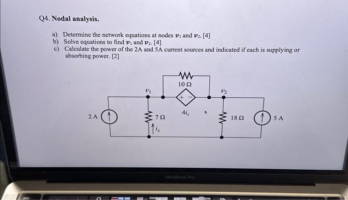 Solved 4. Nodal analysis. a) Determine the network equations | Chegg.com