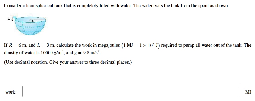 Solved Consider a hemispherical tank that is completely | Chegg.com