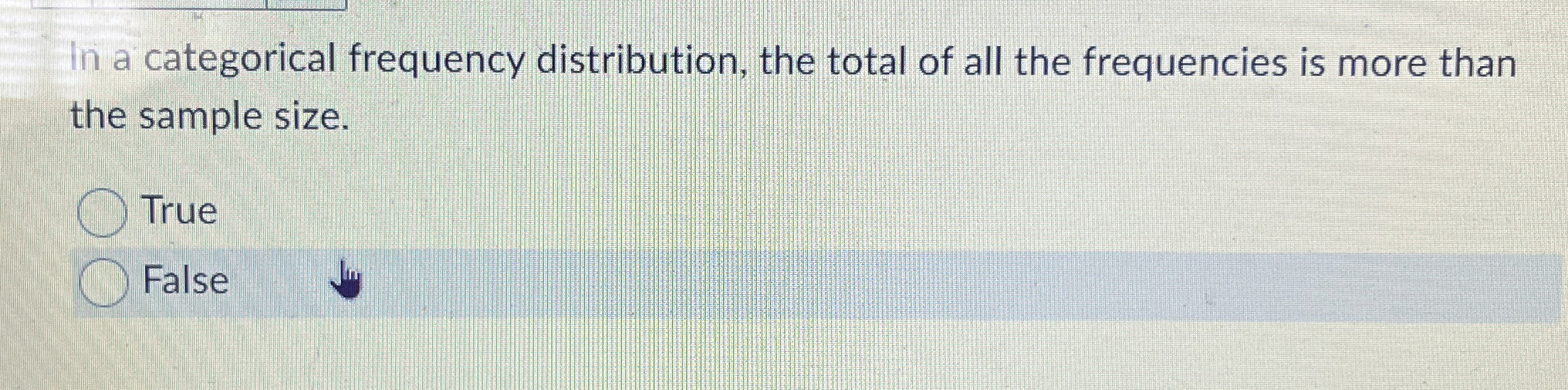 Solved In a categorical frequency distribution, the total of | Chegg.com