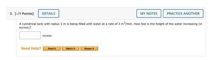 Solved A cylindrical tank with radius 3 m is being filled | Chegg.com