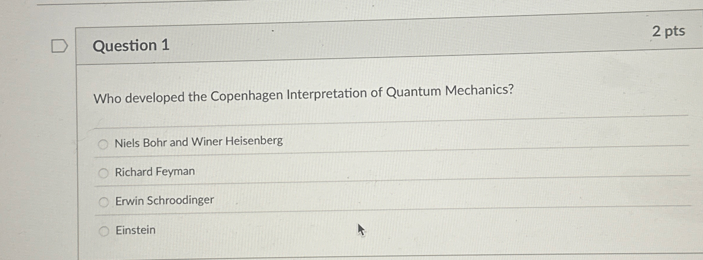 Solved Question 12 ﻿ptsWho developed the Copenhagen | Chegg.com