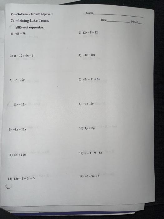 Solved Name Date Period Kuta Software - Infinite Algebra 1 | Chegg.com Solved Name Date Period Kuta Software - Infinite Algebra 1 | Chegg.com