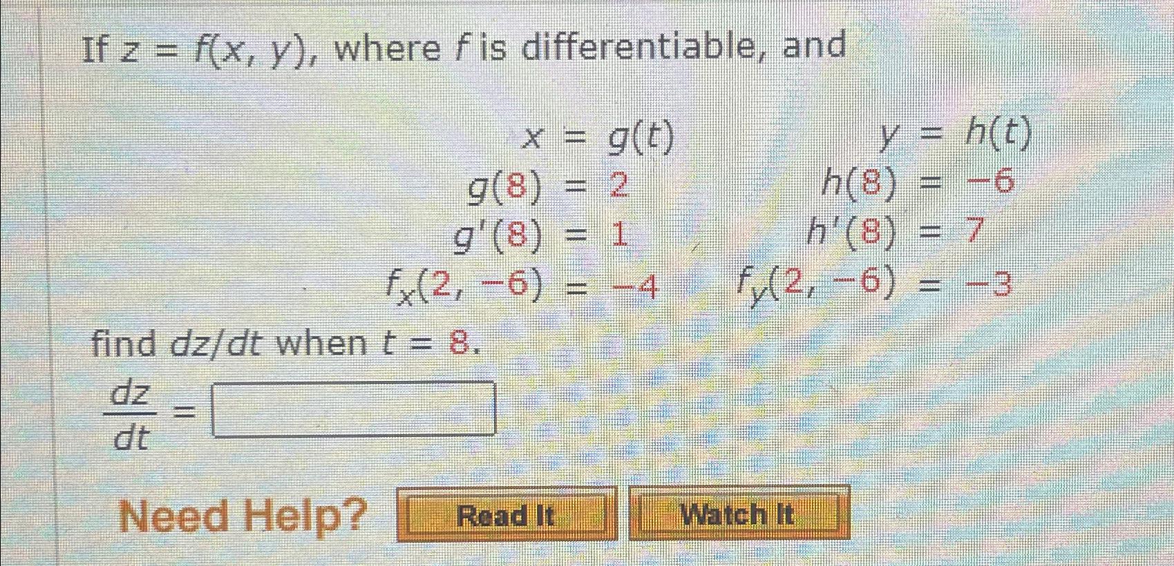 Solved If z=f(x,y), ﻿where f ﻿is differentiable, | Chegg.com