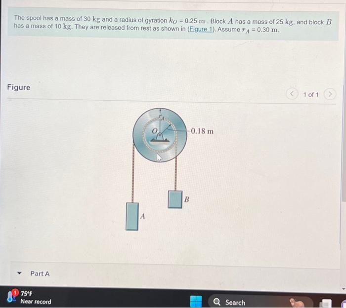 Solved The spool has a mass of 30 kg and a radius of | Chegg.com