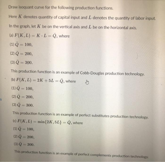 Solved Draw isoquant curve for the following production | Chegg.com