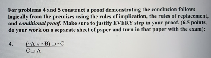 Solved For problems 4 and 5 construct a proof demonstrating | Chegg.com