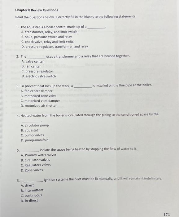 Solved Chapter 8 Review Questions Read the questions below. | Chegg.com