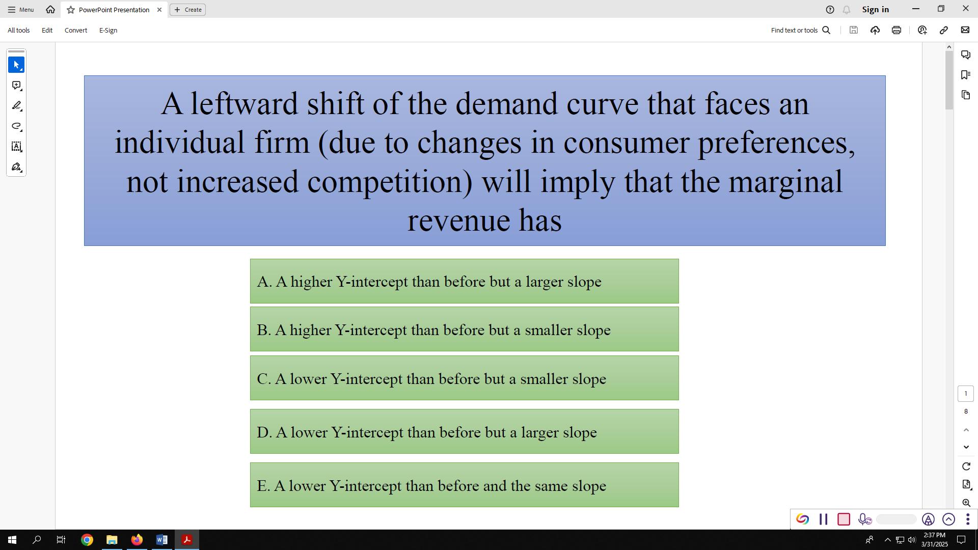 Solved A leftward shift of the demand curve that faces an | Chegg.com