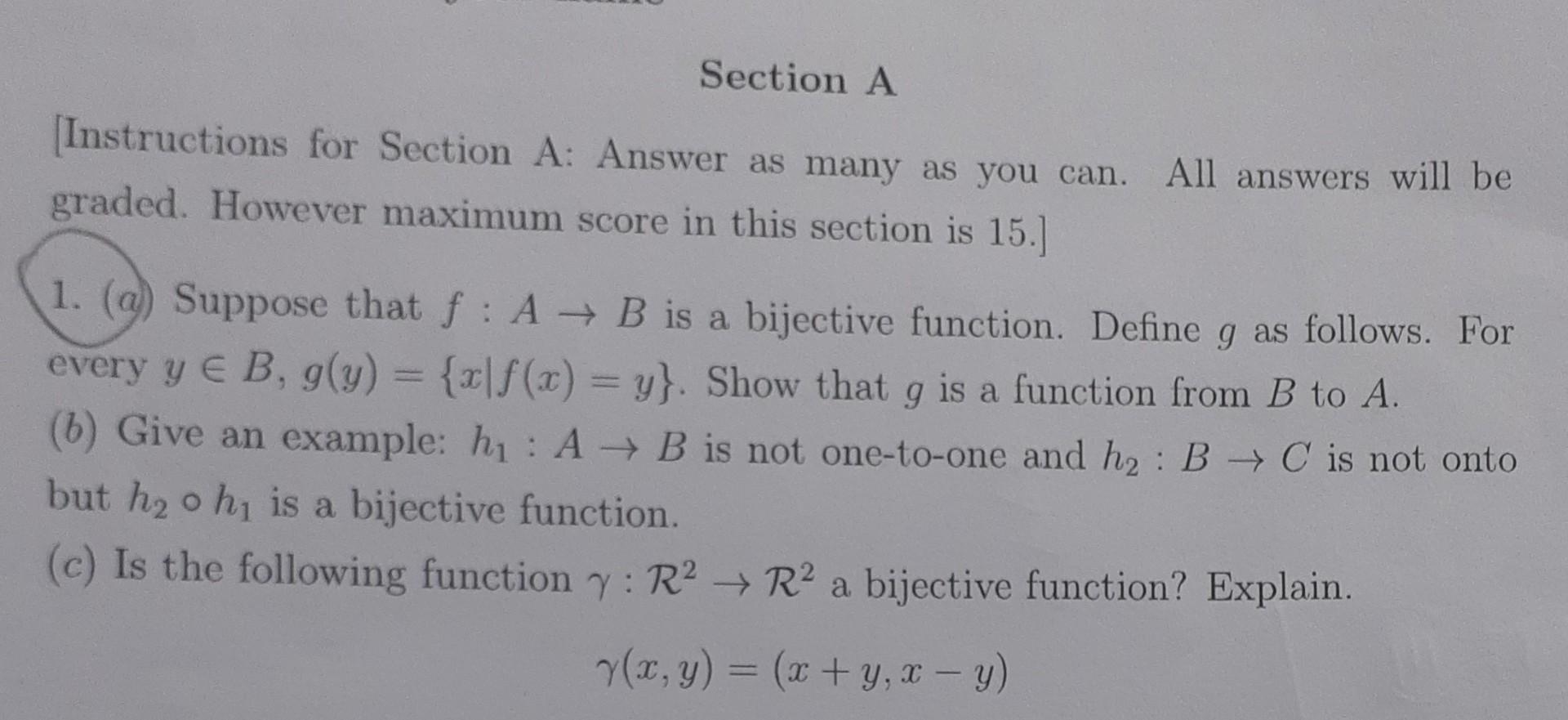 Solved [Instructions for Section A: Answer as many as you | Chegg.com