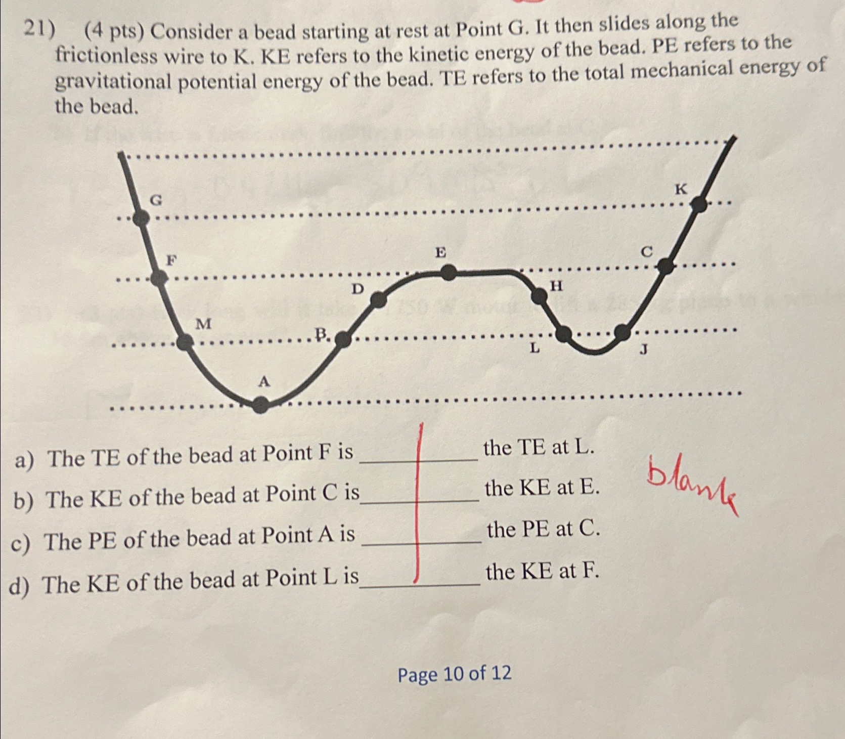 Solved Consider a bead starting at rest at Point G. ﻿It then | Chegg.com
