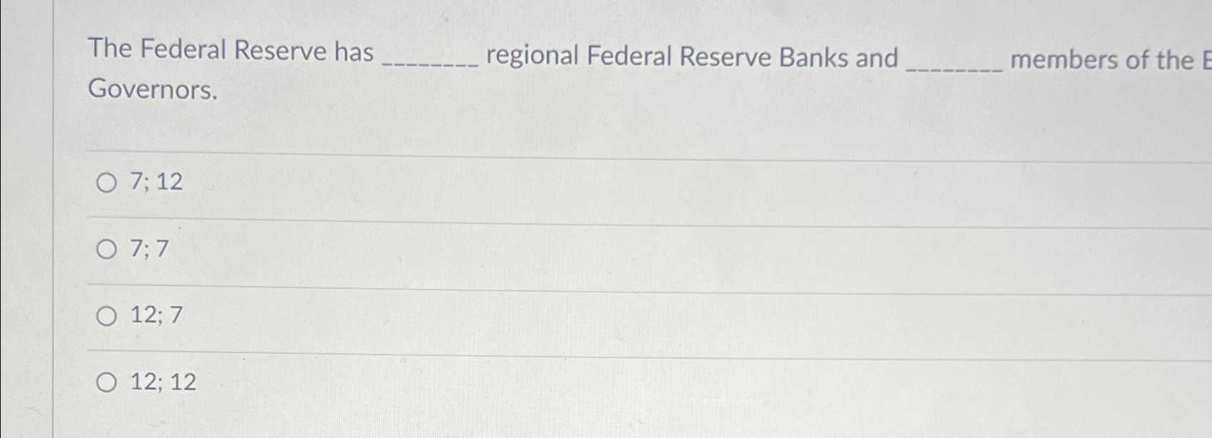 Solved The Federal Reserve has regional Federal Reserve | Chegg.com
