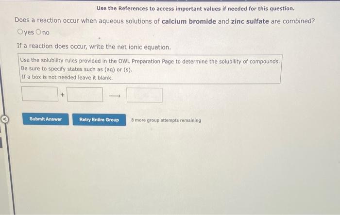 Solved Use the solubility rules provided in the OWL | Chegg.com