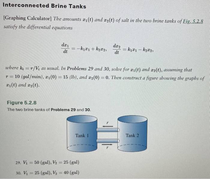 Solved Interconnected Brine Tanks [Graphing Calculator] The | Chegg.com