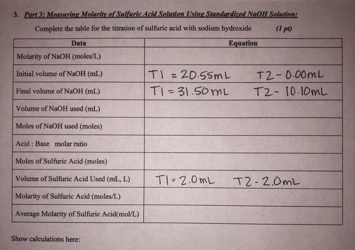 Solved 1 Data Collection And Calculations 1 Part 1 2683