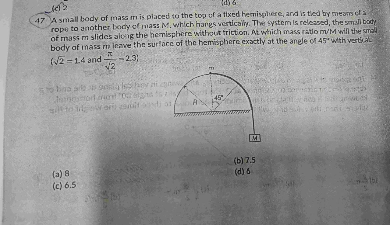 Solved 47 A small body of mass m is placed to the top of a | Chegg.com
