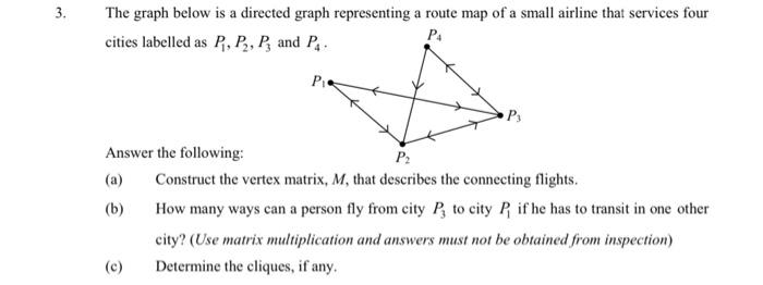 Solved 3. The graph below is a directed graph representing a | Chegg.com