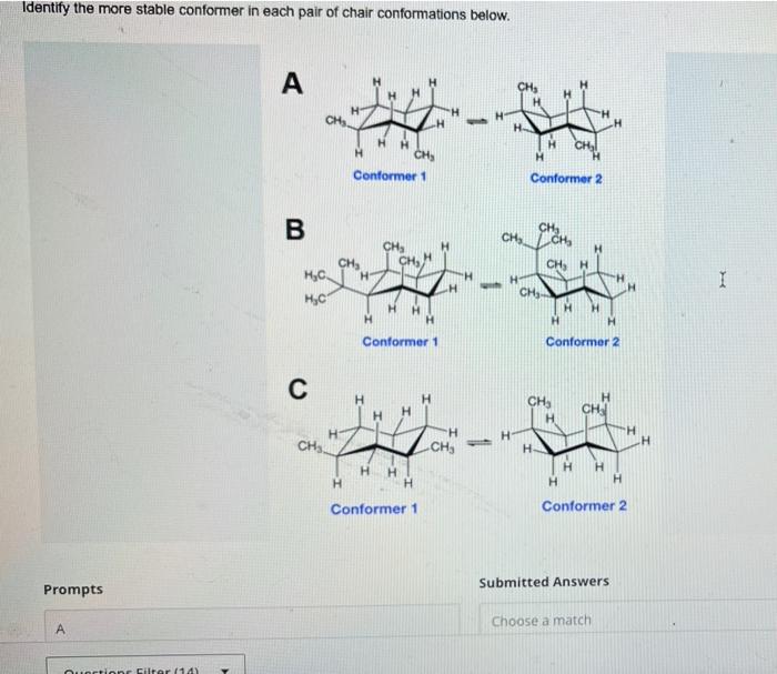 Solved Identify the more stable conformer in each pair of | Chegg.com