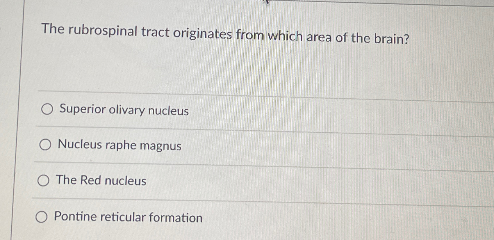 Solved The rubrospinal tract originates from which area of | Chegg.com
