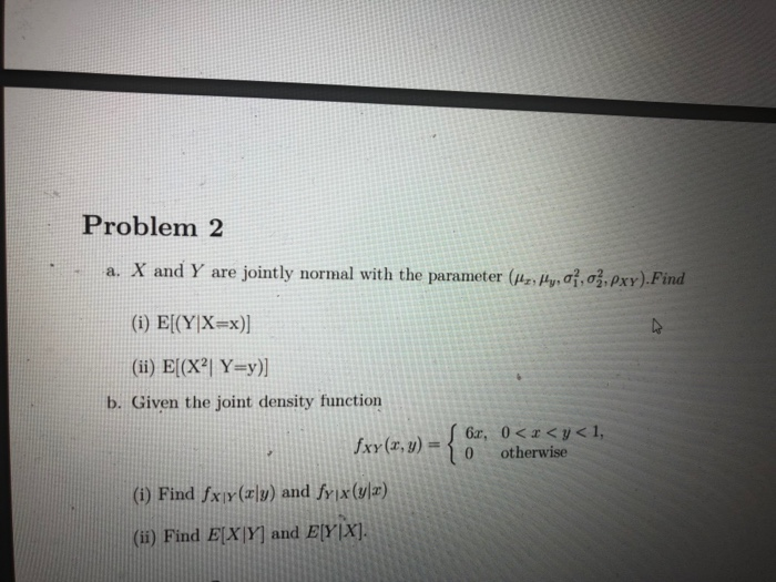 Solved Problem 2 a. X and Y are jointly normal with the | Chegg.com